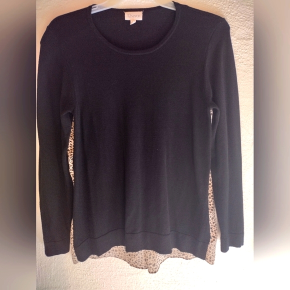 52Seven | Sweaters | Nwot Long Sleeve Black Color Split Top | Poshmark